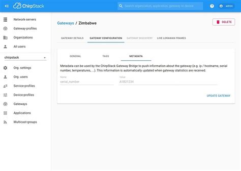 Send Gateway Metadata To Aplication Server Chirpstack Application