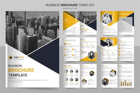 Premium Vector Business Brochure Template Layout Design Minimal Business 12 Page Yellow