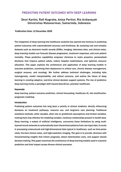 Pdf Predicting Patient Outcomes With Deep Learning