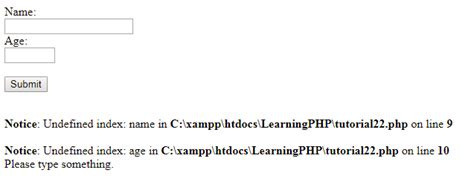 Html Php Tutorial Issues With Undefined Index And Recommended Isset