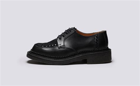 Grenson X Yuketen Mens Creeper In Black With Triple Welt Grenson