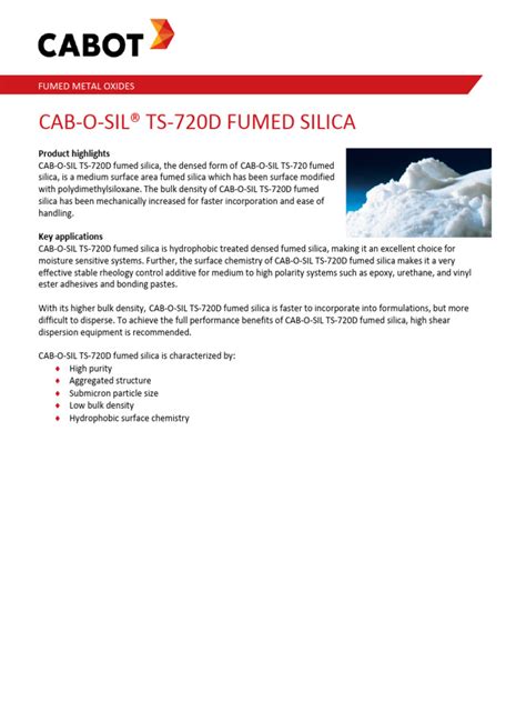 Datasheet Cab O Sil Ts720dpdf Pdf