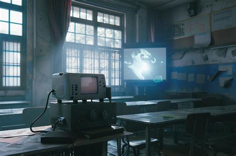 Teacher Using A Projector In Class Premium Ai Generated Image