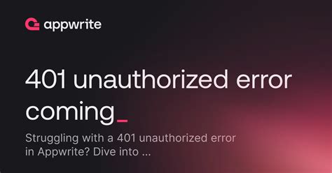 401 Unauthorized Error Coming Threads Appwrite