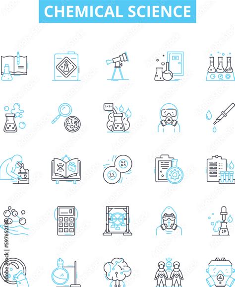 Chemical Science Vector Line Icons Set Chemistry Molecules Reactants