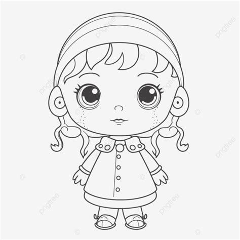 प्यारा चरित्र रंग पेज स्केच ड्राइंग की रूपरेखा वेक्टर सुंदर गुड़िया ड्राइंग सुंदर गुड़िया