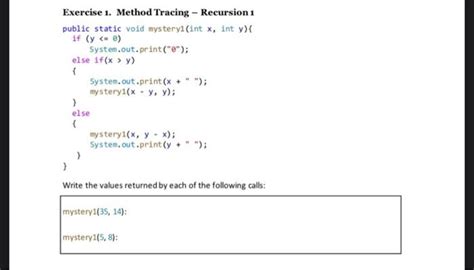 Solved Exercise 1 Method Tracing Recursion 1 Public
