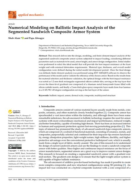 Numerical Modeling On Ballistic Impact Analysis Of The Segmented Sandwich Composite Armor System