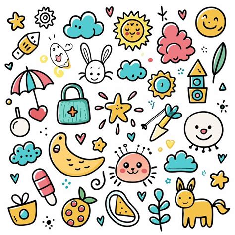 Handdrawn Cute Doodles In A Colorful Cartoon Style Premium Ai Generated Vector