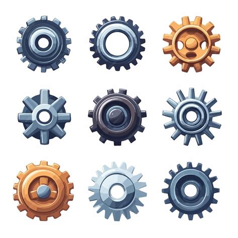 Professional Gear Settings Cogwheel Symbol Icon Set Premium Ai