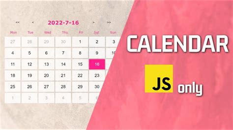 Calendar With HTML CSS And Vanilla JavaScript YouTube