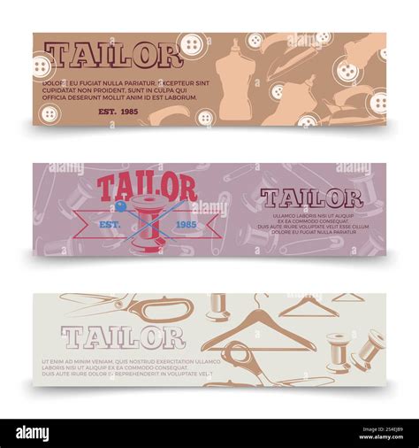 Tailor Horizontal Banners Template With Tailor Accessories Fashion