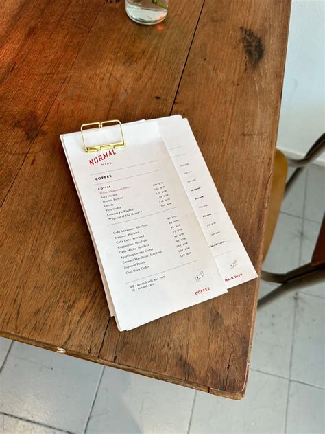 Menu At Normal Cafe Bangkok
