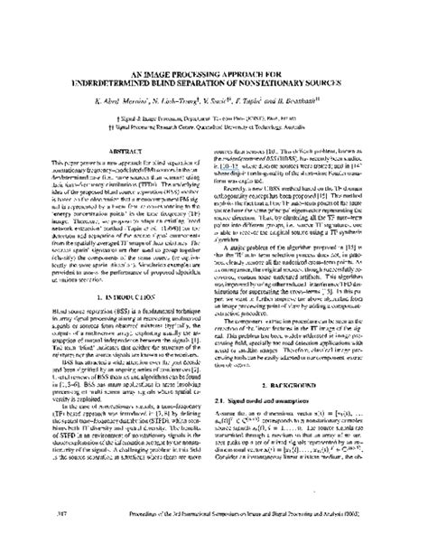 Pdf An Image Processing Approach For Underdetermined Blind Separation