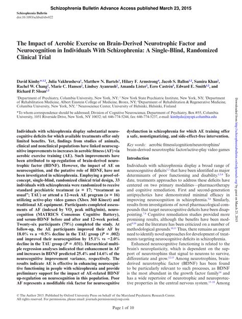 Pdf The Impact Of Aerobic Exercise On Brain Derived Neurotrophic Factor And Neurocognition In