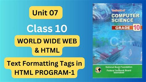 Computer Science Class 10 Chapter 7 Html Class 10 Text Formatting