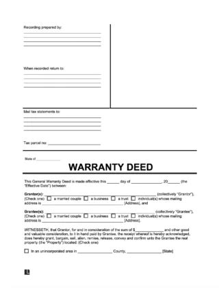 Free Warranty Deed Form Pdf And Word