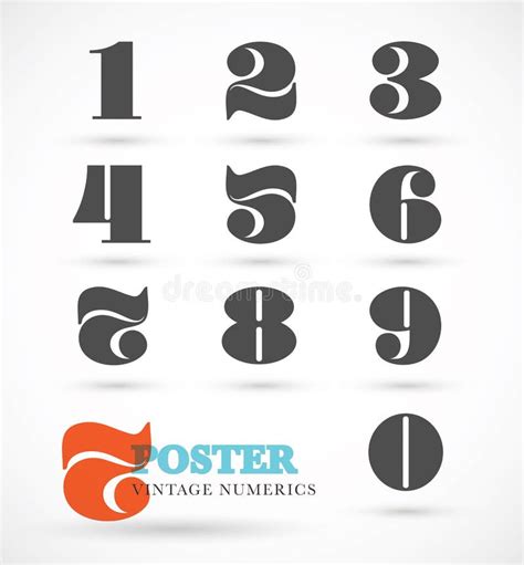Set Of Vintage And Retro Numeric Font Numbers For Abstract Art Stock Vector Illustration Of