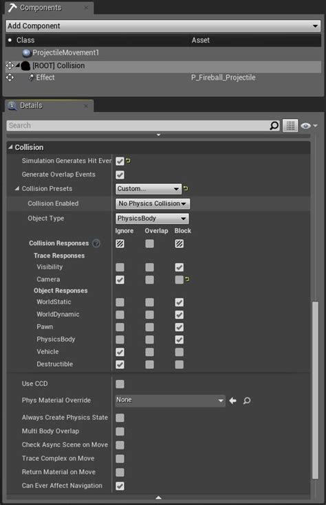 projectile doens t collide with player blueprint epic developer