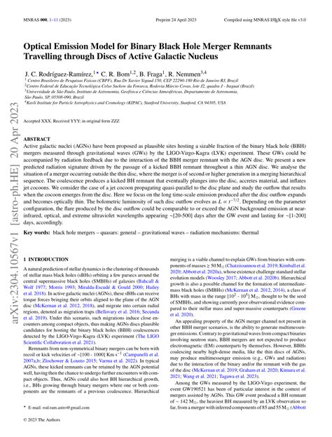 Pdf Optical Emission Model For Binary Black Hole Merger Remnants