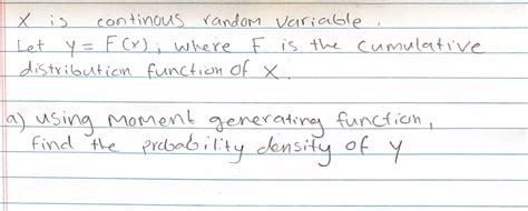 solved { x is continous random variable let y f x where