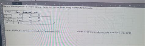Solved What Is The Cogs And Ending Inventory Dollar Values