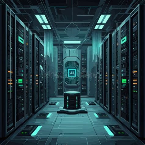 Futuristic Data Center Ai Security Vault Cyber Storage Cloud Computing