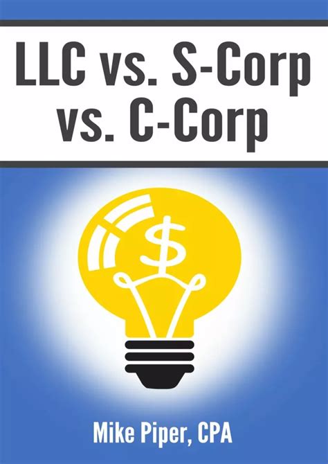 PPT PDF LLC Vs S Corp Vs C Corp Explained In Pages Or Less Financial Topics In