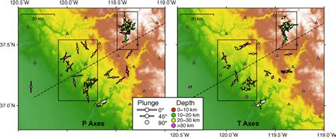 Map View Of Trends Of P Axes Left And T Axes Right See Figure 6 Download Scientific