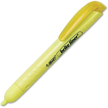 BIC Retractable Highlighter Chisel Point Style Yellow 1 Each Office Depot