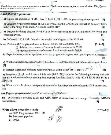 pu bca microprocessor and computer architecture question paper 2nd