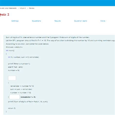 A Sample E Quiz Question Interface On Web Platform Download Scientific Diagram