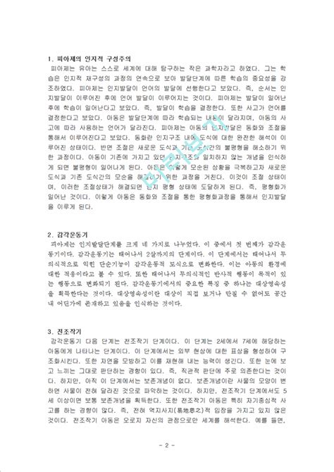 피아제의 인지적 구성주의사범교육레포트