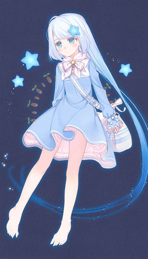 Safebooru Amamiya Chiharu Barefoot Blue Dress Blue Eyes Blue Hair