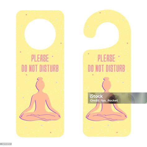 요가와 문자를 하는 여성과 함께 설정된 도어 행거 방해하지 마세요 요가와 명상 수업을 위한 벡터 그림 개체 그룹에 대한 스톡 벡터 아트 및 기타 이미지 Istock