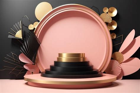 Premium Ai Image Dimensional Elegance 3d Render Abstract Mockup Scene With Podium