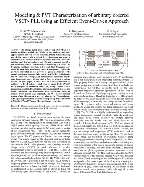 Pdf Modeling And Pvt Characterization Of Arbitrary Ordered Vscp Pll