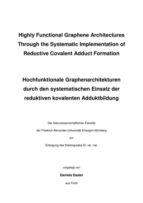 Pdf Highly Functional Graphene Architectures Through The Systematic