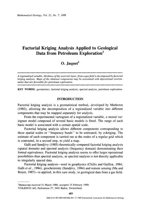 Pdf Factorial Kriging Analysis Applied To Geological Data From