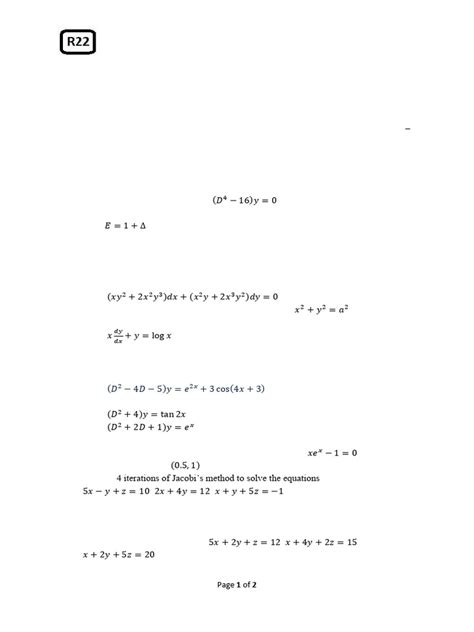 Differential Equations Numerical Methods 22mtc04 Pdf Mathematics Of Computing