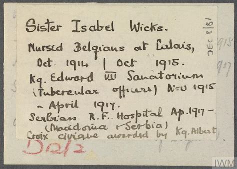 Sister Isabel Wicks Imperial War Museums