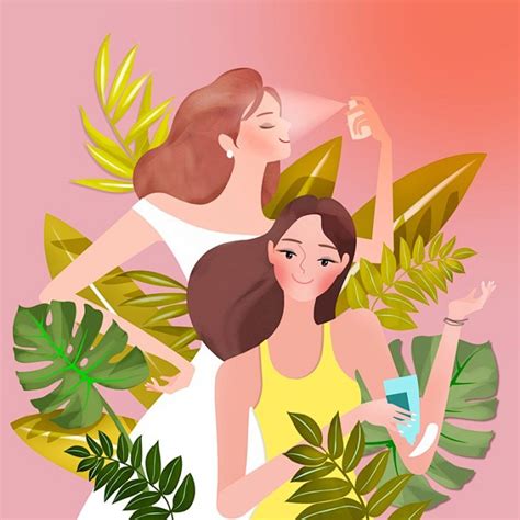 化妆品女生美容打扮卡通造型人物插画装饰 Psd模板设计ps素材