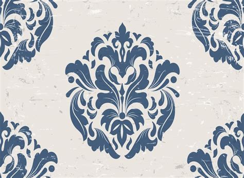 Premium Vector Blue Classical Luxury Damask Seamless Pattern Grunge Background