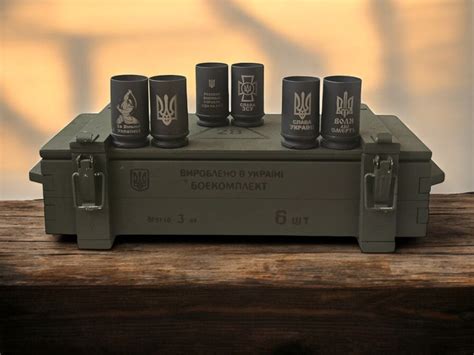 Чарки гільзи 6 шт у подарунковій ящику Боєкомплект фото відгуки характеристики в інтернет