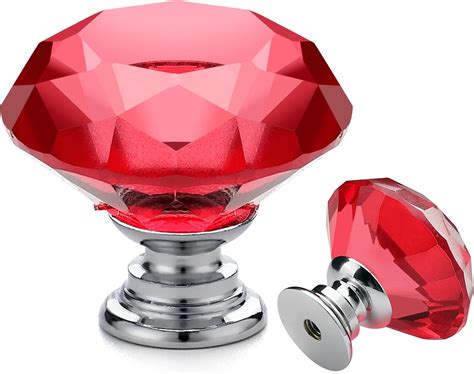 Ravinte 10 Pack Red Crystal Knobs For Dresser Drawers 30 Mm Glass
