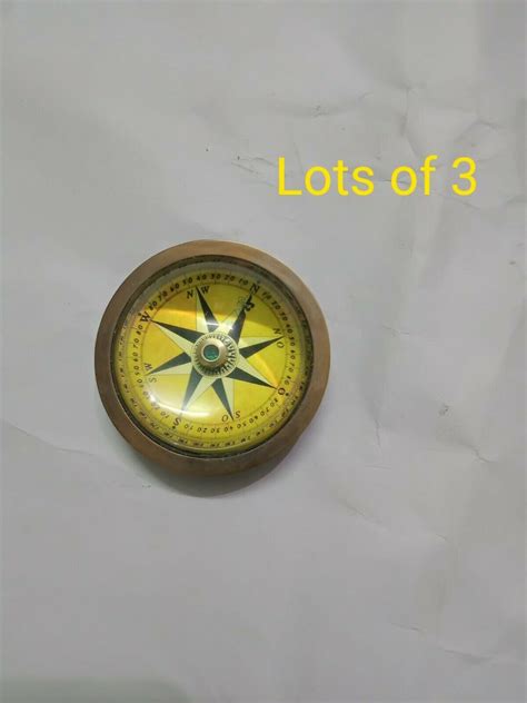 Brass Compass Paperweight Handmade Maritime Office Decor 2 Inch Lot
