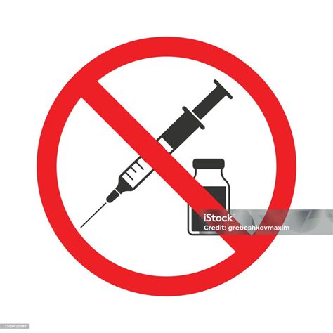 Vetores De Seringa Com E Frasco De Vacinação Sob O Sinal Proibido