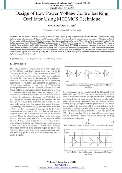 pdf design of low power voltage controlled ring oscillator