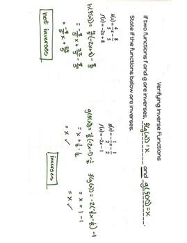 Verifying Inverse Functions Interactive Notebooks By Kelsey Timms