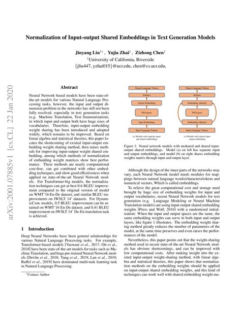 normalization of input output shared embeddings in text generation